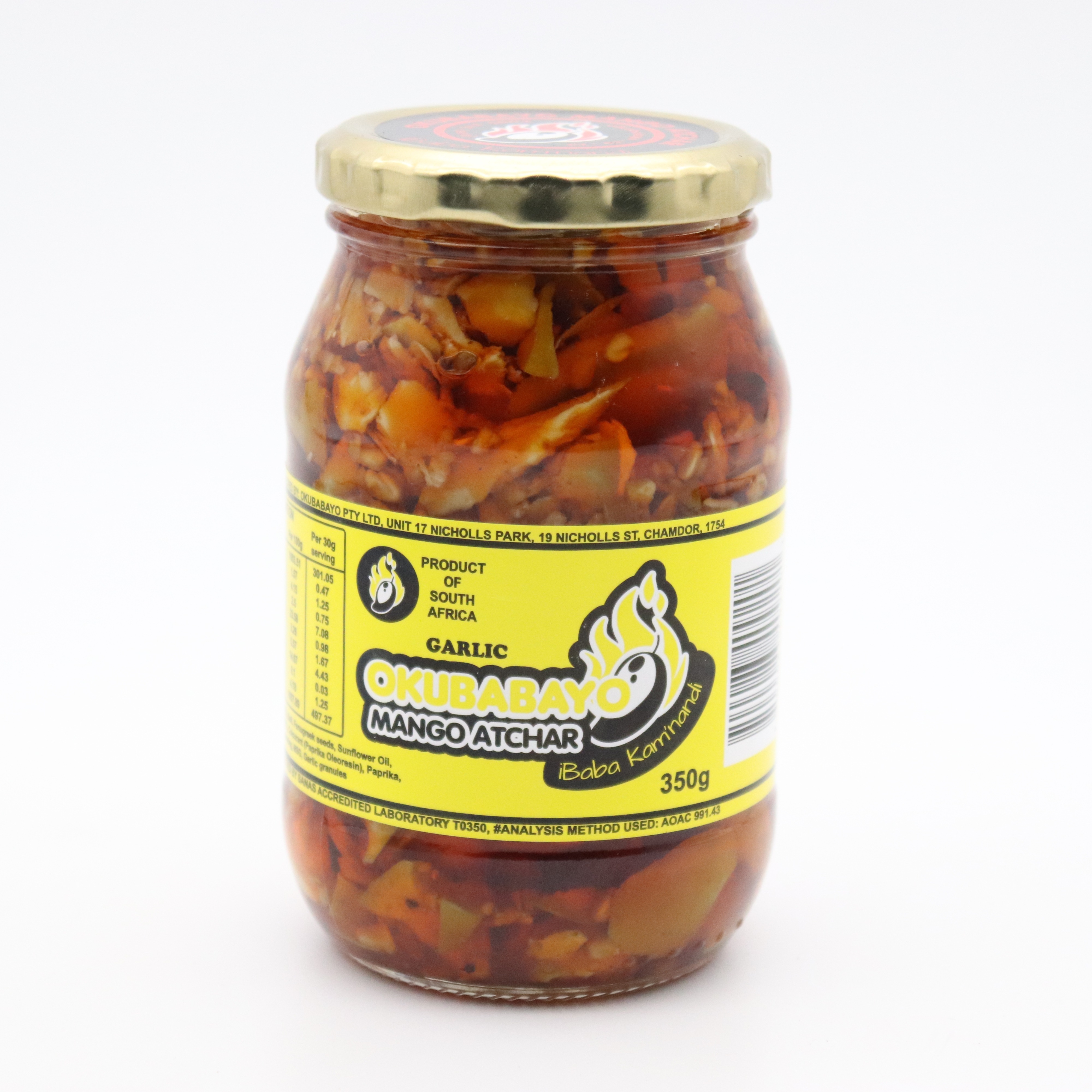 Okubabayo Mango Atchar: Garlic 350g (Pack of 6) | RSA Made